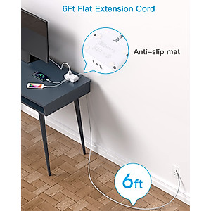 10Ft Surge Protector Power Strip and 6Ft Ultra Thin Flat Plug Power Strip