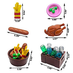 Building Blocks City Food Accessories Set Hamburger French Fries Pizze Chicken Hot Dog Cherry Toys Parts Compatible Major Brand, 79pieces
