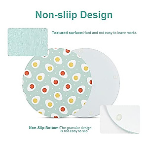 Boiled Eggs Glass Cutting Board Round Kitchen Decorative Chopping Blocks Mats Food Tray for Men Women