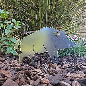 Metal Wild Boar Garden Stake, Small Javelina Southwestern Desert Peccaries, Rusty Garden Yard Art, Cute Western Wild Pig Gift