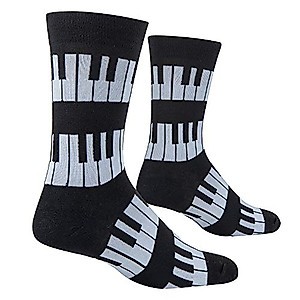 Crazy Socks, Unisex, Graphic, Piano Keys, Crew Socks, Novelty Silly Fun Cute