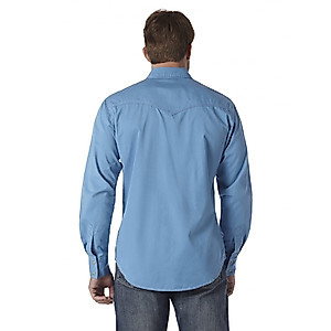 Wrangler Men's Retro Two Pocket Long Sleeve Snap Shirt, Blue, X-Large
