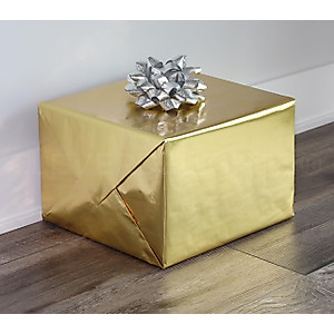 CleverDelights Metallic Gold Wrapping Paper - 30" x 300" JUMBO Roll - 62.5 Sq Ft - Shiny Premium Gift Wrap Paper