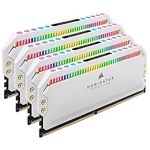 Corsair Dominator Platinum RGB 64GB (4x16GB) DDR4 3200MHz C16 Desktop Memory (12 Ultra-Bright CAPELLIX RGB LEDs, Patented Dual-Channel DHX Cooling Technology, Intel XMP 2.0 Support) White