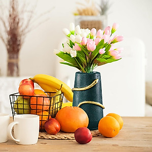 Flower Vase 8 Inch Green and Gold Snake vases for Decor, Unique Flower Vase for Bookshelf, Dinner Table, Living Room, Mantel, Halloween Decor (Upgraded) 1 pc.