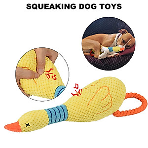 Beautyflier Indestructible Dog Toys for Aggressive Chewers Squeaky Dog Crinkle Plush Toys Durable Teething Chew Toys for Small Medium Large Breed Puppy Chew Teething, Duck Interactive