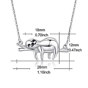 JUSTKIDSTOY Mother's Day Gifts Sloth Necklace for Women Sterling Silver “Slow Down Be Happy” Sloth Pendant Necklace Cute Animal Jewelry Gifts for Daughter