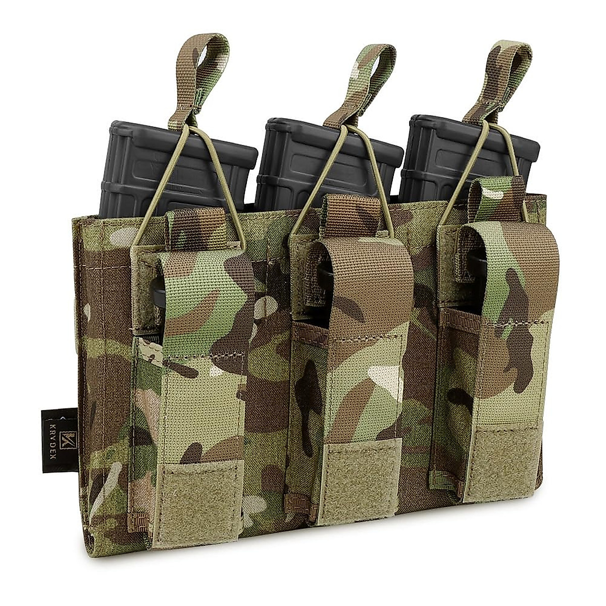KRYDEX Triple Open-Top Mag Pouch for 5.56 .223 Magazine with 1911 HK45 Glock Pistol Mag Pouch (MC)