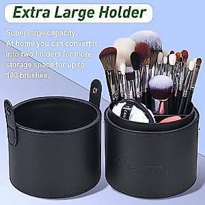 Bueart Design Pro makeup Artist Brushes Set 34Pcs Deluxe Real Goat Hair Horse hair Makeup Brush Set with extra Large Holder Professional labeled makeup brush set with natural Pony Hair