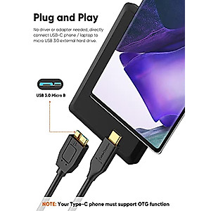 CableCreation USB C Hard Drive Cable 1FT, 10Gbps Data Transfer Speed, USB C to Micro B Male Cable, Compatible with Seagate, WD, Toshiba, Samsung External Hard Drive and More - Black