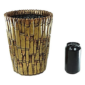 Ebros Gift Rustic Western Military Style Spherical Rifle Ammo Rounds Shells Gold Tone Bullets Bathroom Accessory (Dry Waste Basket Trash Bin)