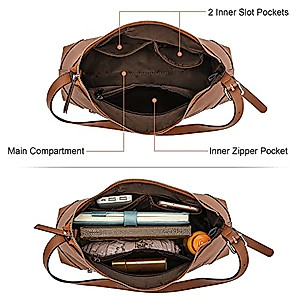 S-ZONE Genuine Leather Hobo Bags for Women Shoulder Handbags Purse Soft Medium Adjustable(Dark Brown)