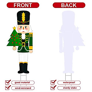 2 Pcs LED Lights Nutcracker Christmas Outdoor Yard Stake Sign Nutcracker Yard Stakes Large Nutcracker Winter Decorations Soldier Decorative Garden Stakes for Xmas Holiday Lawn Garden, 30 Inch