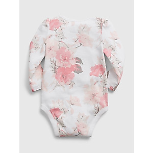 GAP unisex baby First Favourite Long Sleeve Bodysuits, Optic White Floral, 0-3M US