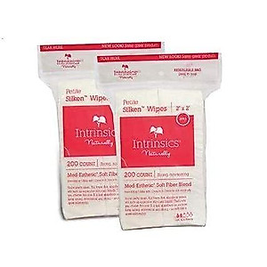 Intrinsics Petite Silken Wipes - 2"x2", 4-ply Blend of Soft Fibers, 2 pack bundle