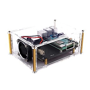 GeeekPi Acrylic Case with 4010 Fan (40mmx40mmx10mm) for Raspberry Pi 4 Model B X825 V2.0 2.5 inch SATA HDD/SSD Expansion Board & Raspberry Pi 4 Model B