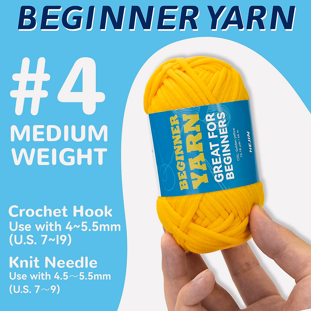 60g White Yarn for Crocheting and Knitting;66m (72yds) Cotton Yarn for Beginners with Easy-to-See Stitches;Worsted-Weight Medium #4;Cotton-Nylon Blend Yarn for Beginners Crochet Kit Making
