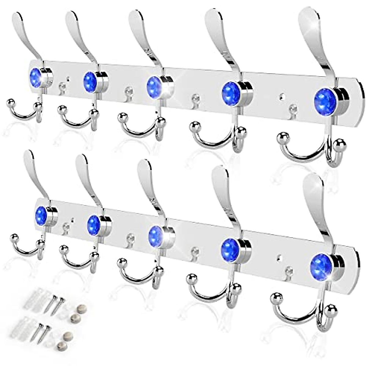 EVINITO Coat Rack Wall Mount - Pack of 2 Wall Hooks for Hanging - Heavy-Duty Coat Hooks Wall Mounted for Coats, Hats, and Jackets - Ideal Coat Hangers for Wall