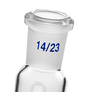 EISCO Distilling Flask, 50ml - 14/23 Joint & Side Socket Borosilicate Glass, Pear Shape Short Neck- Eisco Labs