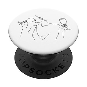 Double Fisting Black And White Funny Wine Lover Line Art PopSockets Swappable PopGrip