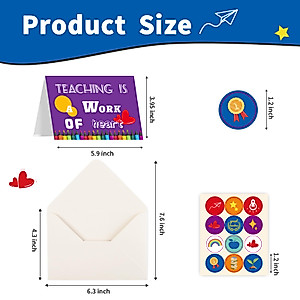 emzrivo 24 Pcs Teacher Appreciation Cards Teacher Thank You Cards with Envelopes and Stickers Thank You Cards for Teacher Gift Cards Bulk Teacher Card for Thanksgiving Christmas Day, 4 x 6 Inches