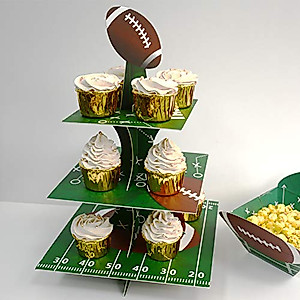 FRIDAY NIGHT Super Bowl Football Party Cardboard Cupcake Stands Mini Cake Stand Reusable Kid Birthday Baby Shower Football Theme Party Supplies Dessert Stand