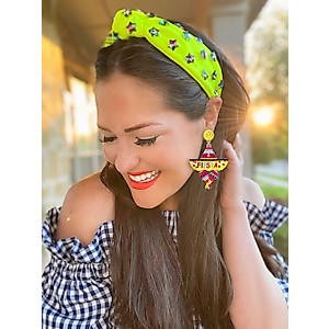 HZEYN Cinco De Mayo Earrings Beaded Fiesta Sombrero Dangle Earrings Party Fiesta Earrings Jewelry for Women Sombrero