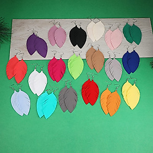 Leather Earrings for Women Dangle Large Soft Leather Handmade Fringe Feather Lightweight Tear Drop Earrings for Women Jewelry Gift