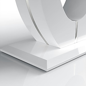 Goujxcy Modern White Marble Dining Table for 4 6 8, Kitchen Dining Room Table with White Marble Tabletop and Large U-Shape Pedestal Base Dinner Table for Dining Room (White9)