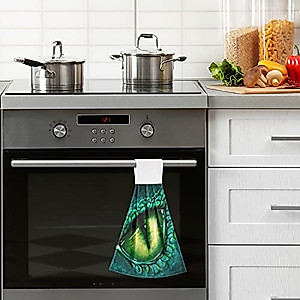 ALAZA Set of 2 Polyester Hanging Tie Towels Eye of Dinosaur Dragon| Include (2) Hanging Towels with Hanging Loop(8cr3a)