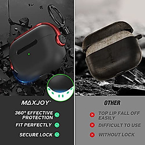 Maxjoy for AirPods Pro 2nd Generation Case Cover, AirPods Pro 2/Pro Creative Headset Earphone Protective Case with Secure Lock & Keychain Compatible with Apple Airpods Pro 2 2023 2022/Pro 2019, Red