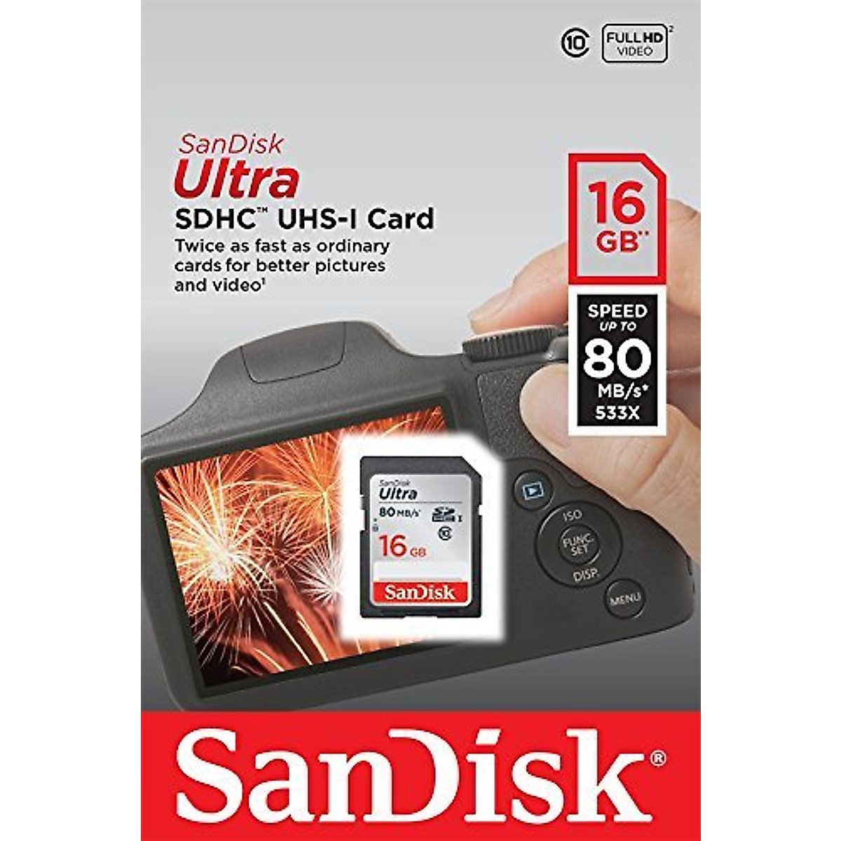 SanDisk Ultra 16GB (10 Pack) Class 10 SDHC Genuine Flash Memory Card (SDSDUNC-016G-GN6IN) Bundle with Everything But Stromboli Card Reader