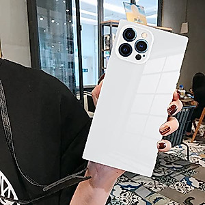 LSL for iPhone 12 Pro Max Case Square White Soft TPU Bumper Anti-Drop Anti-Scratch Shock Absorption Protective Wireless Slim Cover Compatible with iPhone 12 Pro Max 6.7 Inch for Women Girls Men