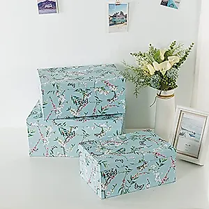 Soul & Lane Butterflies in Flight Photo Storage Boxes (Set of 3): Nesting Boxes with Lids, Floral Decorative Cardboard Containers, Paperboard Picture Storage for Photos, Nature Decor Cartons