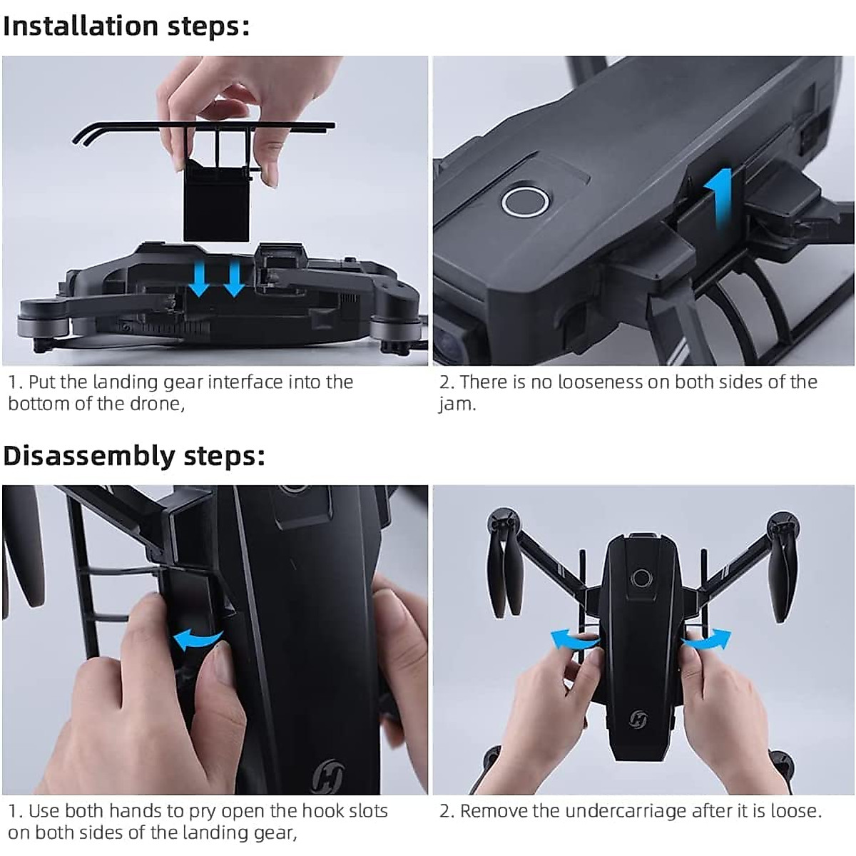 HS720 /HS720E Drone Accessories,Foldable Extended Landing Gear Leg Extension Protector Landing Stand + Propeller Blades Protection Guard Cover For Holy Stone HS720/HS720E Platinum Drone