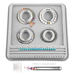 hobbyworker The Bead Boards Bracelet Sizer Measurement Tool 4 Round Grooves for Jewerly Bracelets Necklaces Making Supplies