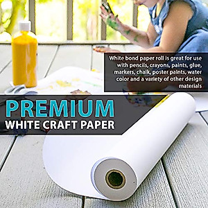 Made in USA White Kraft Paper Wide Jumbo Roll 48" x 1200" (100ft) Ideal for Gift Wrapping, Art &Craft, Postal, Packing Shipping, Floor Protection, Dunnage, Table Runner, 100% Recyclable Material