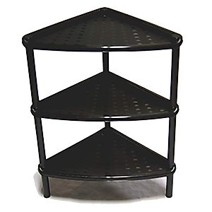 Sana Enterprises 3 Tier Corner Triangular Table, Shelf Stand, Italian, Black