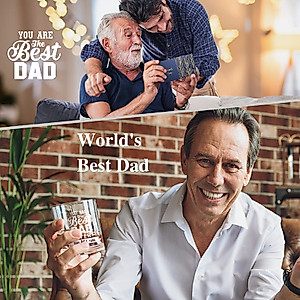 Kollea Christmas Gifts for Dad from Daughter, 10 Oz You Are The Best Dad Ever Whiskey Glass, Funny Gag Birthday Gift Ideas for Men Daddy Papa Who Have Everything