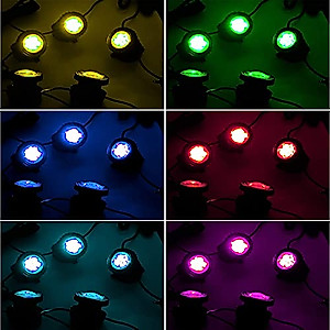 T-SUN Solar Pond Lights, 5 Headlamp RGB LED Spotlights Color Changing Submersible Fountain Lights, Underwater Solar Fish Tank Light Adjustable Lighting Angle for Garden Fountain, Pond, Pool Decoration