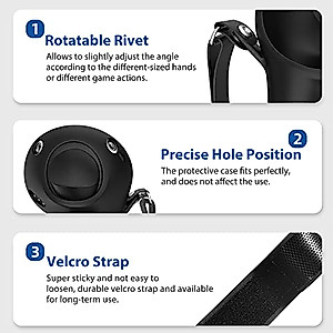Controller Grip Cover Compatible with Quest Pro Accessories DOBEWINGDELOU Silicone Grips Strap Cover Protector with Knuckle Straps Black