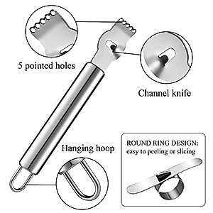 4 Pieces Lemon Zest Peeler for Cocktails Stainless Steel Orange Rind Peeler Tool Orange Citrus Twist Peeler with Channel Knife Kitchen Accessories Knife Tool for Kitchen Gadgets