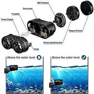 KEDSUM Double-head Aquarium Submersible Wavemaker Pump, Circulation Powerhead Pump with Magnetic Base for 80-120 Gallon Fish Tank