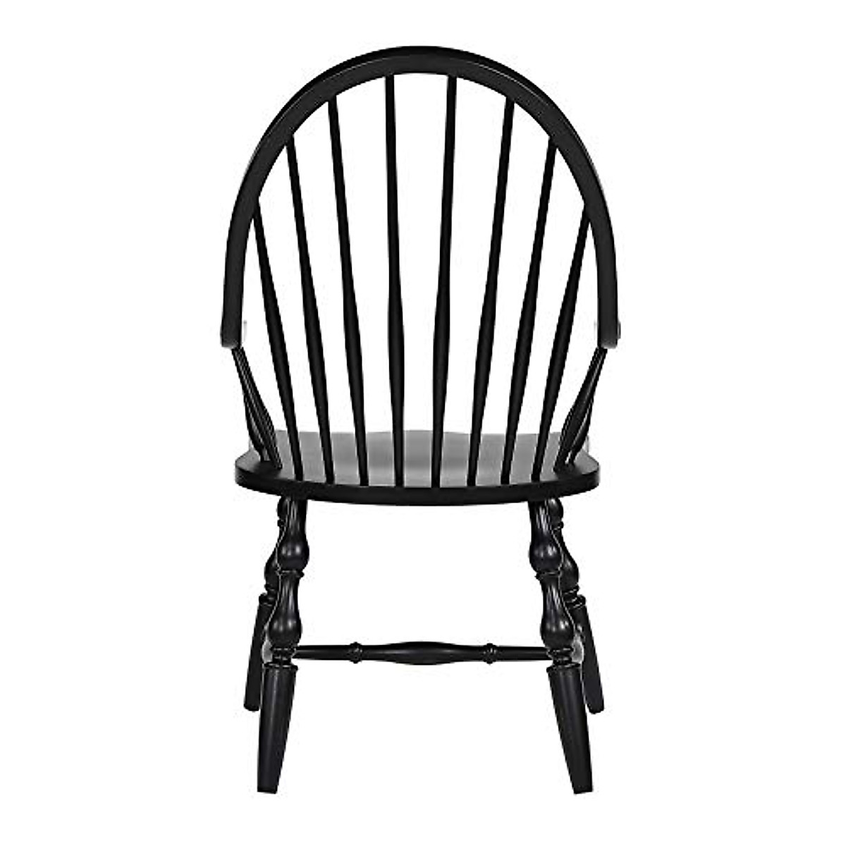 Sunset Trading Windsor Dining Chair with Arms, Antique Black with Cherry Rub (DLU-C30A-AB-2)