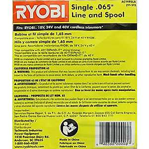 Ryobi ONE+ AC14RSLA OEM .065" Line and Spool Replacement for Ryobi 18v, 24v, and 40v Cordless Trimmers