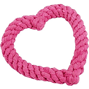 Pink Cute Dog/Cat Chew Toys, Dog Toys for Chewers, Heavy Duty Dental Dog Rope Toy for Dogs, Creative Love Heart Shaped Interactive Rope Dog Toys, Cotton Puppy Teething Chew Tug Toy Dark,Pink Dog Toys