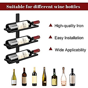 Wall Mounted Wine Bottle Rack Holder Storage Organizer, Industrial Metal Hanging Wine Display Shelf Holds 9 Bottles, Separable Wall Wine Rack for Wine Theme Decor Beverages Liquor Bottle Storage