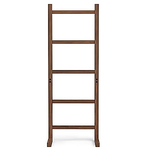 SIMPLIHOME Bray Solid Acacia Wood Contemporary Bath Towel and Blanket Ladder Shelf, 23 inch, Natural Walnut