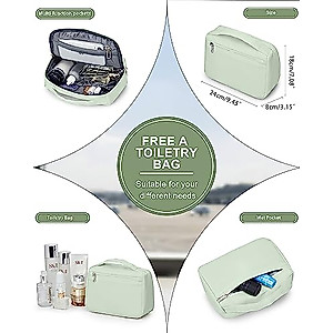 VGCUB Large Travel Backpack,Carry on Backpack for Women Men Airline Approved Gym Backpack Waterproof Business Laptop Daypack,Green With Toiletry Bag