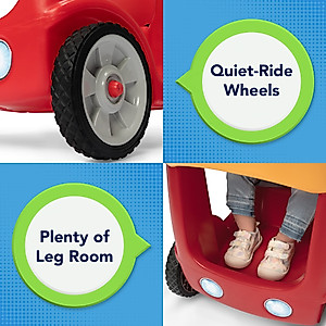 Simplay3 Roll and Stroll Quiet Ride-On Toddler Toy Push Car, with Seatbelt, for Toddlers Ages 1.5-4 yrs., Red